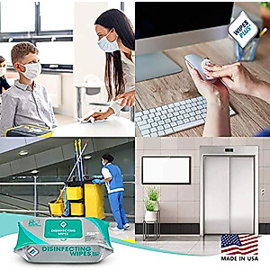 WipesPlus Disinfecting Wipes (240 Total Wipes) - 3 Packs of 80 Industrial Strength Sanitizing Wipes - 80 Disinfectant Wipes per Pack - Made in the USA
