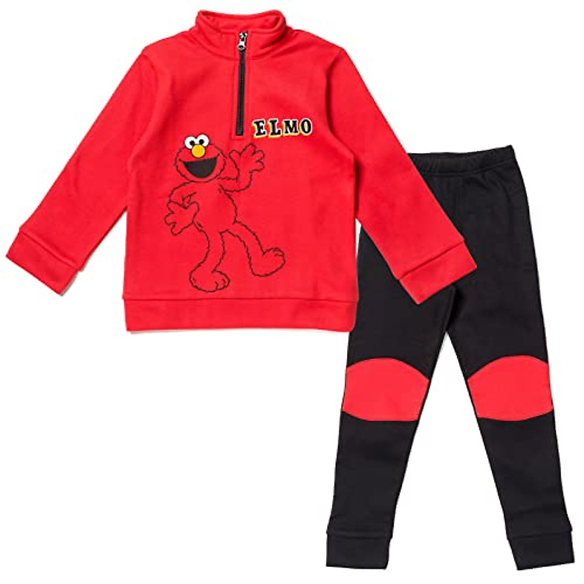 Sesame Street Elmo Toddler Boys Fleece Half Zip Sweatshirt and Pants Set red/black 2T