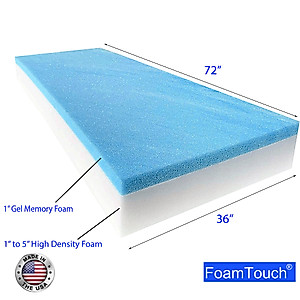 FoamTouch 5" Height x 36" Width x 72" Length Camper/RV bunk Mattress with Gel Memory Foam -No Cover