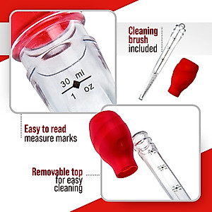 Meat Thermometer and Turkey Baster Kit | Stainless Steel Analog Meat Thermometer Bundle – Includes Turkey Baster and Cleaning Brush | Instant Read Turkey Thermometer for Cooking