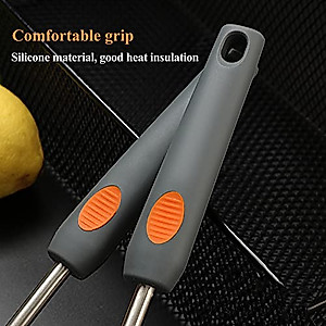 EooCoo Silicone Cooking Utensils Set with Holder, 8Pcs Kitchen Cooking Utensils Set for Nonstick Cookware 446°F Heat-Resistant,Turner Tongs, Spatula, Spoon, Brush, Whisk, Stainless Steel Handle, Gray