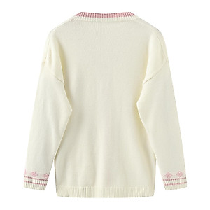 Womens Kawaii Rabbit Knit Sweater Cute Cardigan Aesthetic for Teen Girls Cosplay Y2k Anime Japanese JK School Uniform Jacket Beige