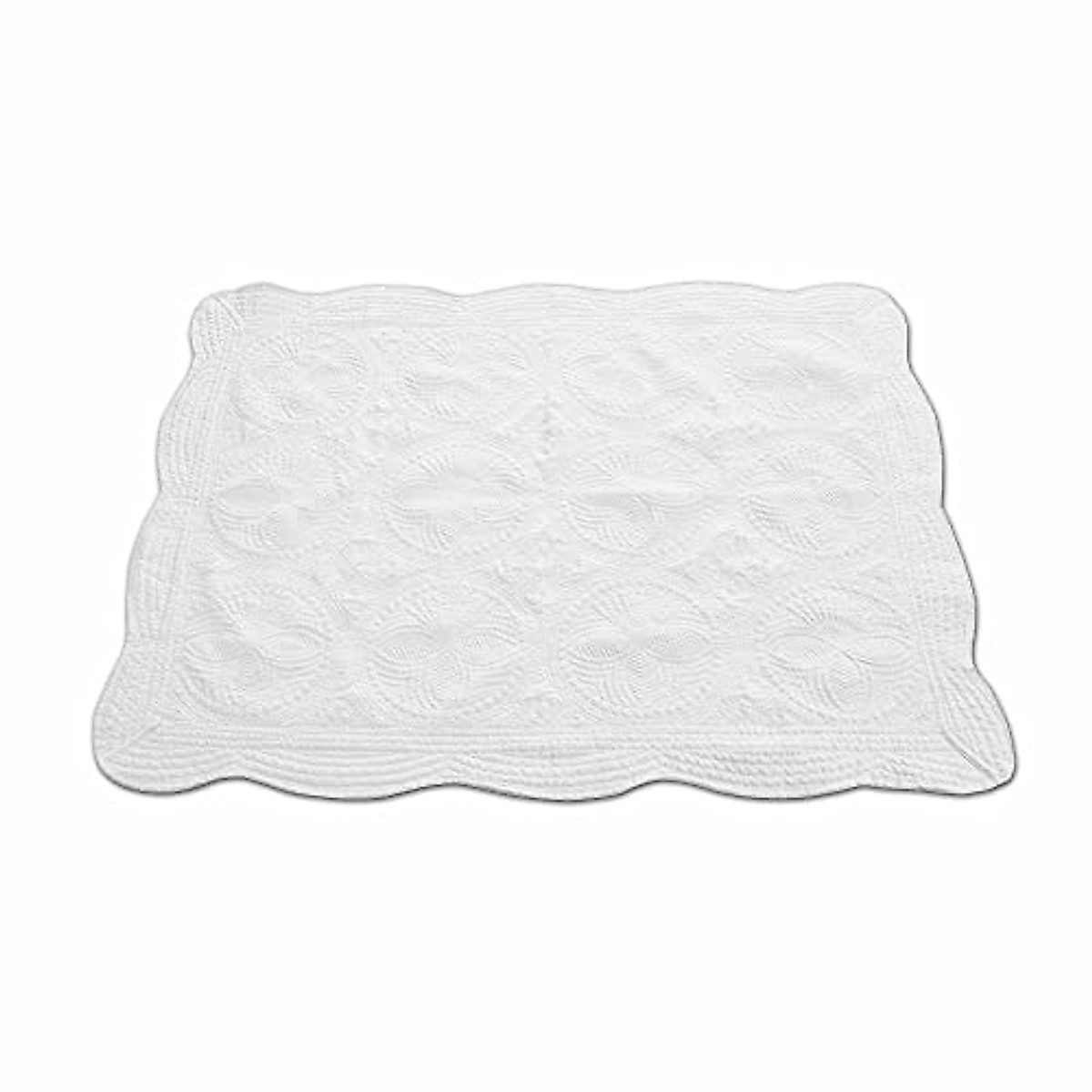 Personalized Baby Blankets for Girls and Boys - Monogrammed Baby Blanket with Embroidered Name - Super Soft and Cozy Cotton Baby Quilt with Scalloped Edges - 36x46 Inches - White