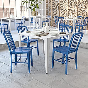 Flash Furniture Gael Commercial Grade 2 Pack Blue Metal Indoor-Outdoor Chair