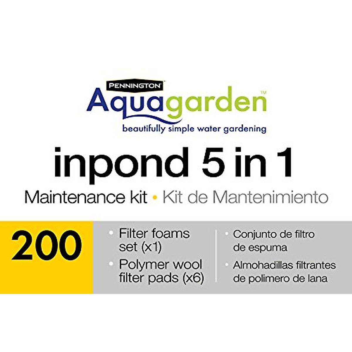 Pennington Aquagarden , Pond Filter for Ponds , Foam Filter Set , Polymer Wool Filter Pads , Pond Maintenance Kit , Suitable for Inpond 5 in 1 200 Gallon Model, White, Large (Fit 200)