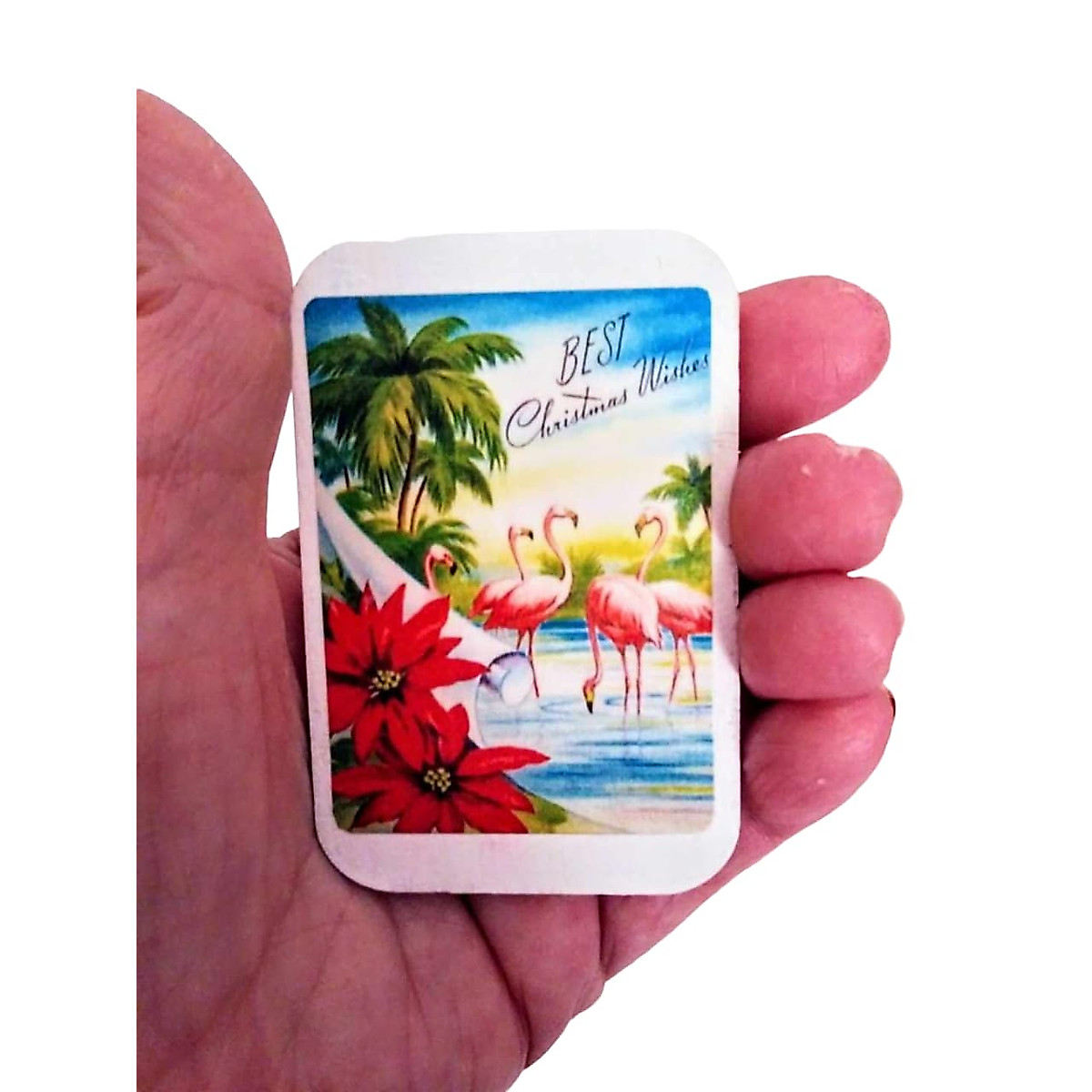 Set Of 6! Santa's Florida Christmas Miniature Wood Signs For Dollhouse Decor, Scrapbook Embellishments, Ephemera