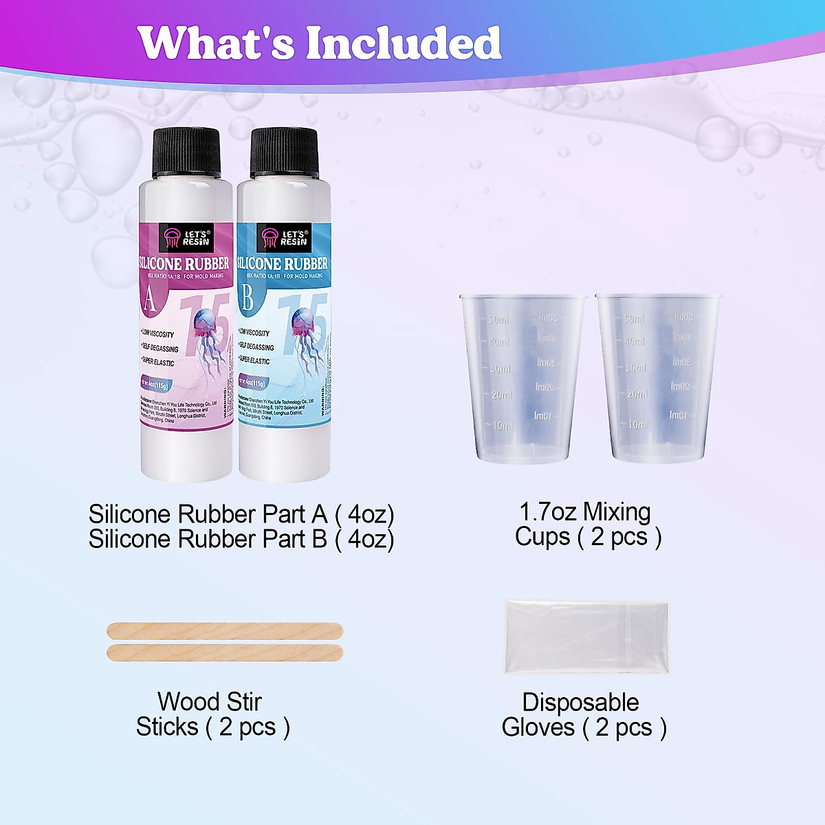 LET'S RESIN 8oz Silicone Mold Making Trial Kit, Fast Cure Mold Making Silicone Rubber, Easy Mixing, Flexible Platinum Cured Molding Silicone for Casting Resin Molds & Silicone Molds (Translucent)