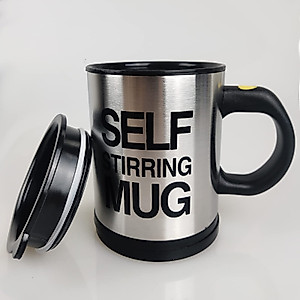 Amyhome Self Stirring Coffee Mug,Stainless Steel Coffee Mug with lid Self Mixing & Spinning Home Office Travel Mixer Cup 12-16 OZ (Black)