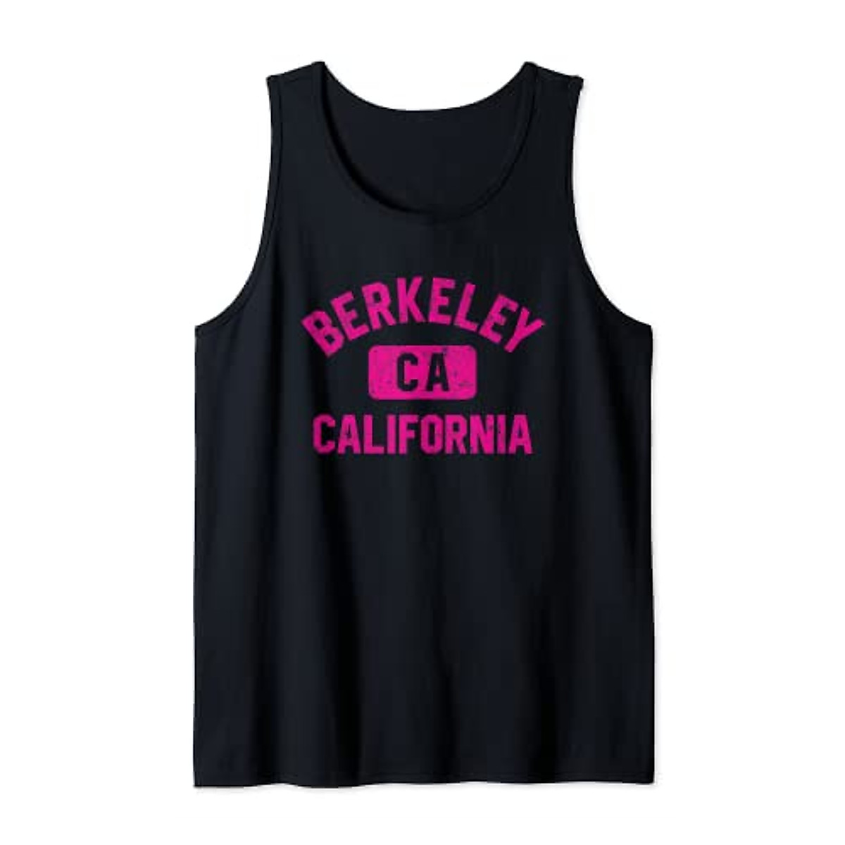 Berkeley CA California Gym Style Distressed Magenta Print Tank Top