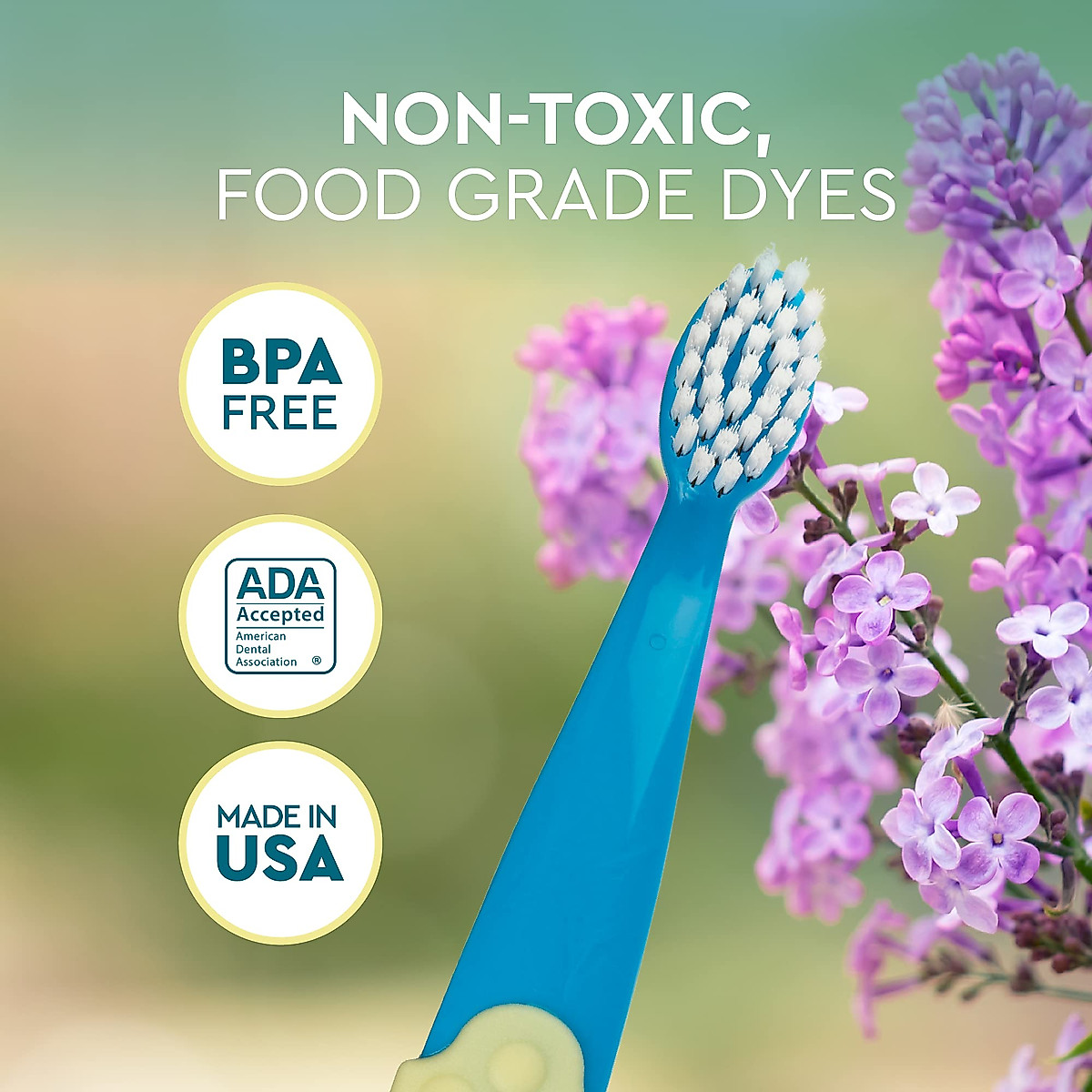 RADIUS Totz Plus Brush Kids Toothbrush Silky Soft BPA Free ADA Accepted Designed for Delicate Teeth & Gums for Children 3 Years & Up - Bluewhite/GreenYellow/Blueblue - Pack of 3