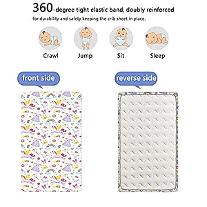 Rainbow Themed Fitted Crib Sheet,Standard Crib Mattress Fitted Sheet Soft and Breathable Bed Sheets-Great for Boy or Girl Room or Nursery,28“ x52“,Multicolor
