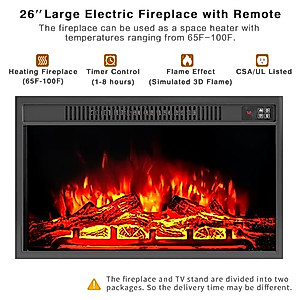 YESHOMY Fireplace TV Stand for Television up to 65+ Inch with Storage and Farmhouse Sliding Barn Doors, Entertainment Center with Cabinet and Shelves, Media Console for Living Room, White