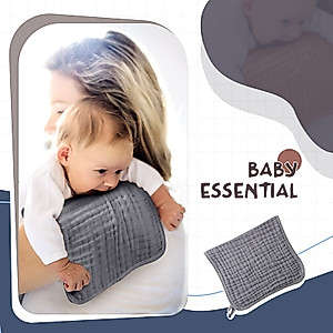 6 Pieces Large 20 x 10 Inch Muslin Multi-Colors Muslin Washcloths Burping Cloth Diapers 6 Absorbent Layers Face Towels for Baby (Simple Colors)