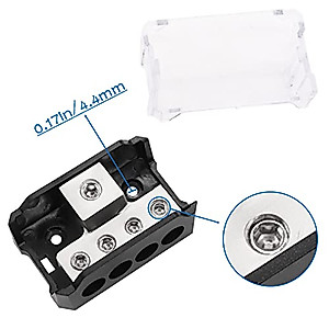 Seamaka 2PCS 4 Way Power Distribution Block,0/2/4 AWG Gauge in 4/8/10 Gauge Out,Amp Distribution Connecting Block for Car Audio Splitter O-072-2PCS