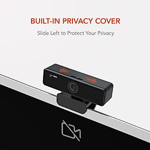 NUROUM 2K Webcam with Microphone, 1080P/60fps, 1440P/30fps, Dual Microphone with Privacy Cover, Wide-Angle USB FHD Web Computer Camera, Plug and Play, for Zoom/Skype/Teams/Webex