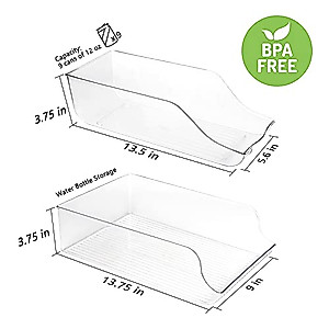 WELTRXE Refrigerator Organizer Bins, Can Dispenser Storage Organizer Bins & Plastic Water Bottle Storage Dispenser Set for Fridge Pantry Kitchen Cabinets and Freezer, Beverage & Canned Food Organizer