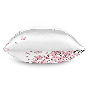 Cute Flower Satin Pillowcase for Hair and Skin Japanese Flower Cherry Blossoms Silk Pillowcase Soft Satin Cooling Pillow Covers No Zipper with Envelope Closure Standard Size(20 × 26inch 1 pcs)