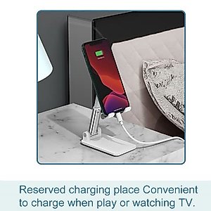 ChashenHa-Cell Phone Stand，Desktop Phone Stand ，Portable Folding Phone Stand, Foldable and Angle-Adjustable Height-elevating Holder, Suitable for All Smartphones and iPhones，（White）-2