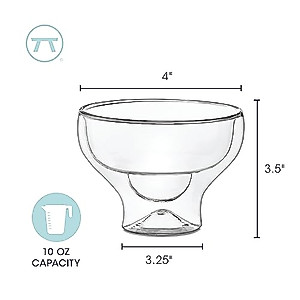 Outset Stemless Margarita Glasses Double Wall, Borosilicate Glassware 2 Count (Pack of 1)