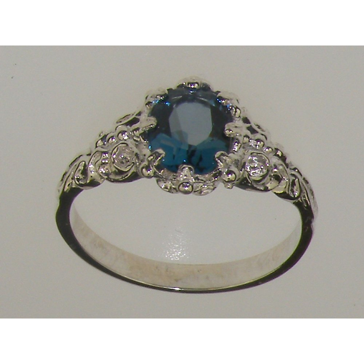 LetsBuyGold 925 Sterling Silver Natural Blue Topaz Womens Anniversary Ring - Size 4.25
