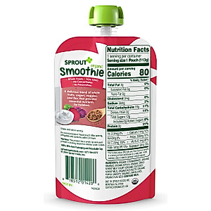 Sprout Organic Toddler Smoothie, Strawberry Banana w/ Yogurt, 4 Ounce Pouch (Pack of 6)