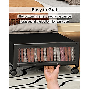 Fokyfok 2 pack Under the Bed Storage Containers,36" Underbed Storage with Wheels,Under Bed Shoe Storage,Under Bed Rolling Storage,Large Under Bed Storage,Underbed Drawers,Underbed Storage with Lid