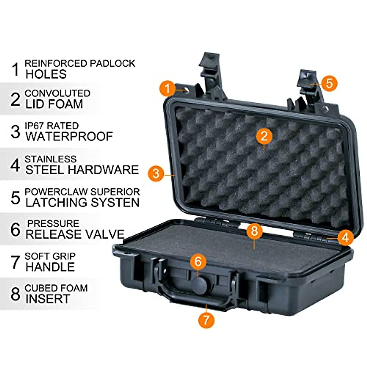 MEIJIA Portable All Weather IP67 Waterproof Protective Hard Case, Small Camera Case,Dry Case with Customizable Foam,Fit Use of Drones, Camera,Equipments, 11.65 ”x8.35”x3.78”(Elegant Black)