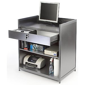 Displays2go, Laminated Registered Stand, Laminated MDF & Aluminum Construction – Silver Finish (JBQCW36)