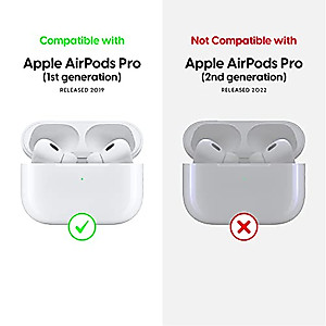 TALK WORKS AirPods Pro Case Cover with Keychain - Protective Hard Silicone Skin for AirPods Keychain Case Clip Carabiner Wireless Charging Compatible with Apple AirPod Pro Carrying Case 2019 - Black
