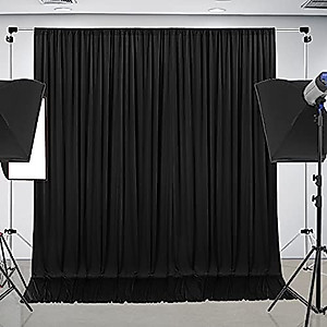 10 ft x 8 ft Wrinkle Free Black Backdrop Curtain Panels, Polyester Photography Backdrop Drapes, Wedding Party Home Decoration Supplies