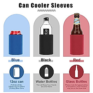 Desing Wish Bottom-Sealed 12oz Standard Can Cooler Sleeve Anti-Slip Neoprene Blank Drinks Insulator Sleeves for 12 16 oz Beverage Cans/Bottles (4 Pack Black)