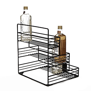 Mind Reader Iron, Wire Compartment Organizer, Storage for Syrup, Wine, Dressing, Black-12 Capacity, One Size, 12 Bottle Holder