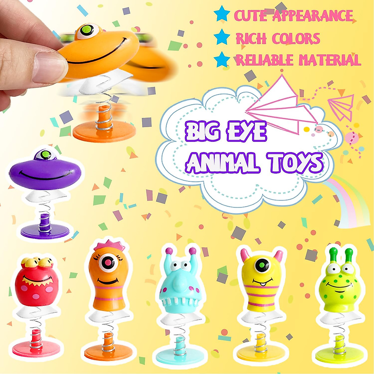 Eerrhhaq 30 PCS Spring Launchers Toys,Big Eye Monster Jumping Popper Toy,Pop Up Bouncy Spring Toys for Kids,Pinata Toys,Goodie Bags,Classroom Prizes