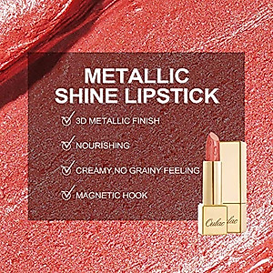 Oulac Metallic Coral Pink Lipstick for Women, High Impact Lipcolor, Lightweight Soft and Hydrating, Vegan & Cruelty-Free, Full-Coverage Lip Makeup 4.3 g/0.15 oz, Nemo Go Home(06)