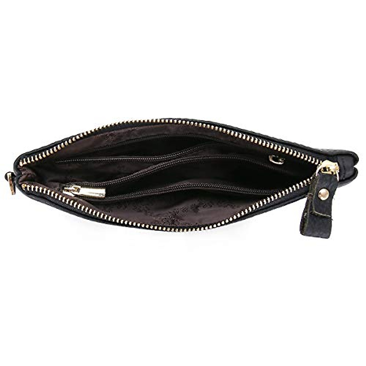 imeetu Women's Wristlet Clutch Purse Leather Cell Phone Wallet Handbag with Wrist Strap (Black)