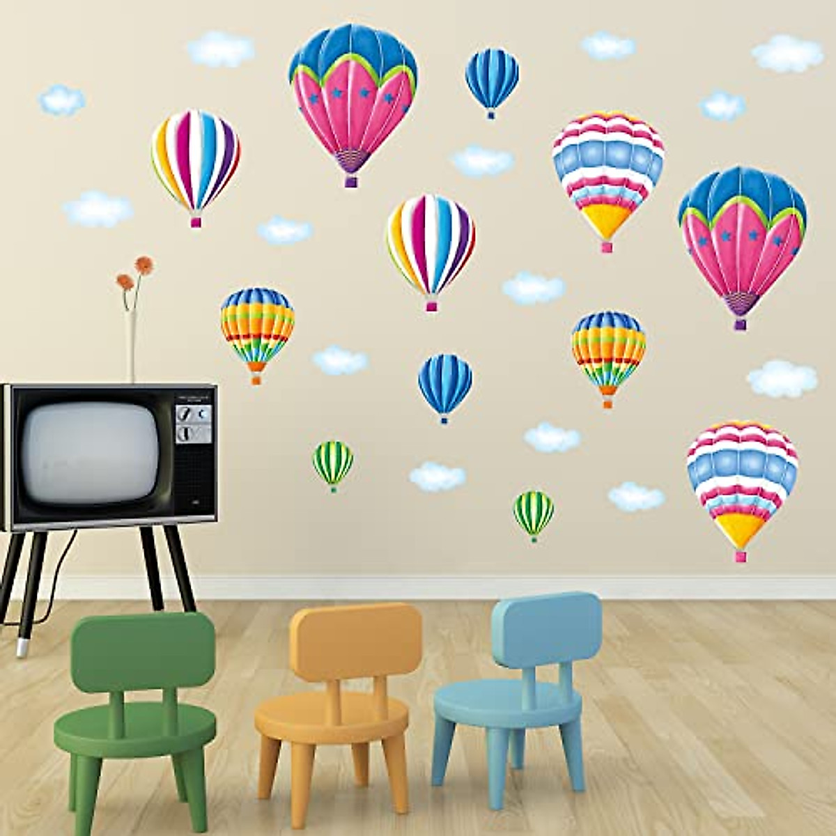 DECOWALL SG2-1301N2 12 Hot Air Balloons in The Sky Kids Wall Stickers Wall Decals Peel and Stick Removable Wall Stickers for Kids Nursery Bedroom Living Room d?cor
