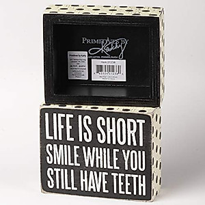 Primitives by Kathy 21238 Polka Dot Trimmed Box Sign, 4" x 5", Life is Short