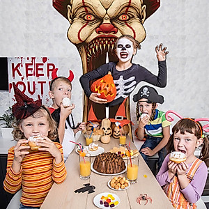 Joker Clown Halloween Banner Backdrop Decorations Supplies Trick or Treat Creepy Scary Terror Theme Decor for Spooky Halloween Movie Birthday Party Supplies Favors Evil Background Photo Booth Props