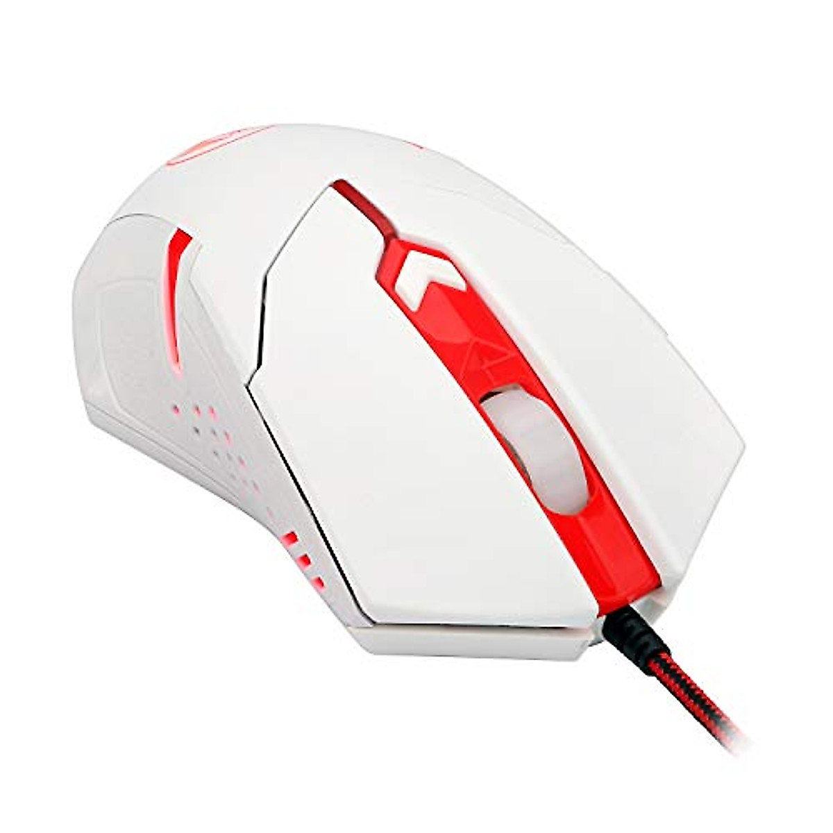 Redragon M601AW Wired 6 Button Gaming Mouse Red LED Backlit Ergonomic Programmable Mouse Centrophorus with Weight Tuning Set 3200 DPI for Windows PC (White)