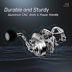 Piscifun Alijoz Baitcaster Fishing Reel, 300 Size Aluminum Frame Baitcasting Reel, 33Lbs Max Drag, 8.1:1 Gear Ratio, Freshwater & Saltwater Low Profile Casting Reel for Musky for Musky (Right Handed)