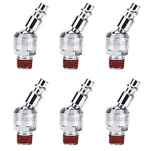 1/4" Swivel Air Plug, SUNGATOR 6-Pack Industrial Swivel Coupler and Plug, 1/4-Inch NPT Male Thread, Air Hose Fittings