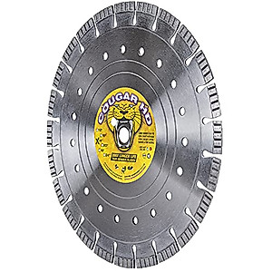Delta Diamond Cougar HD 14 Inch Diamond Saw Blade, Supreme Grade, for Reinforced Concrete, Masonry, Stone, Laser-Welded, Segmented-Turbo, 125 Width X 1"-20mm Arbor (14")