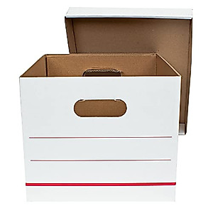 Office Depot® Brand Standard-Duty Corrugated Storage Boxes, Letter/Legal Size, 15" x 12" x 10", 60% Recycled, White/Red