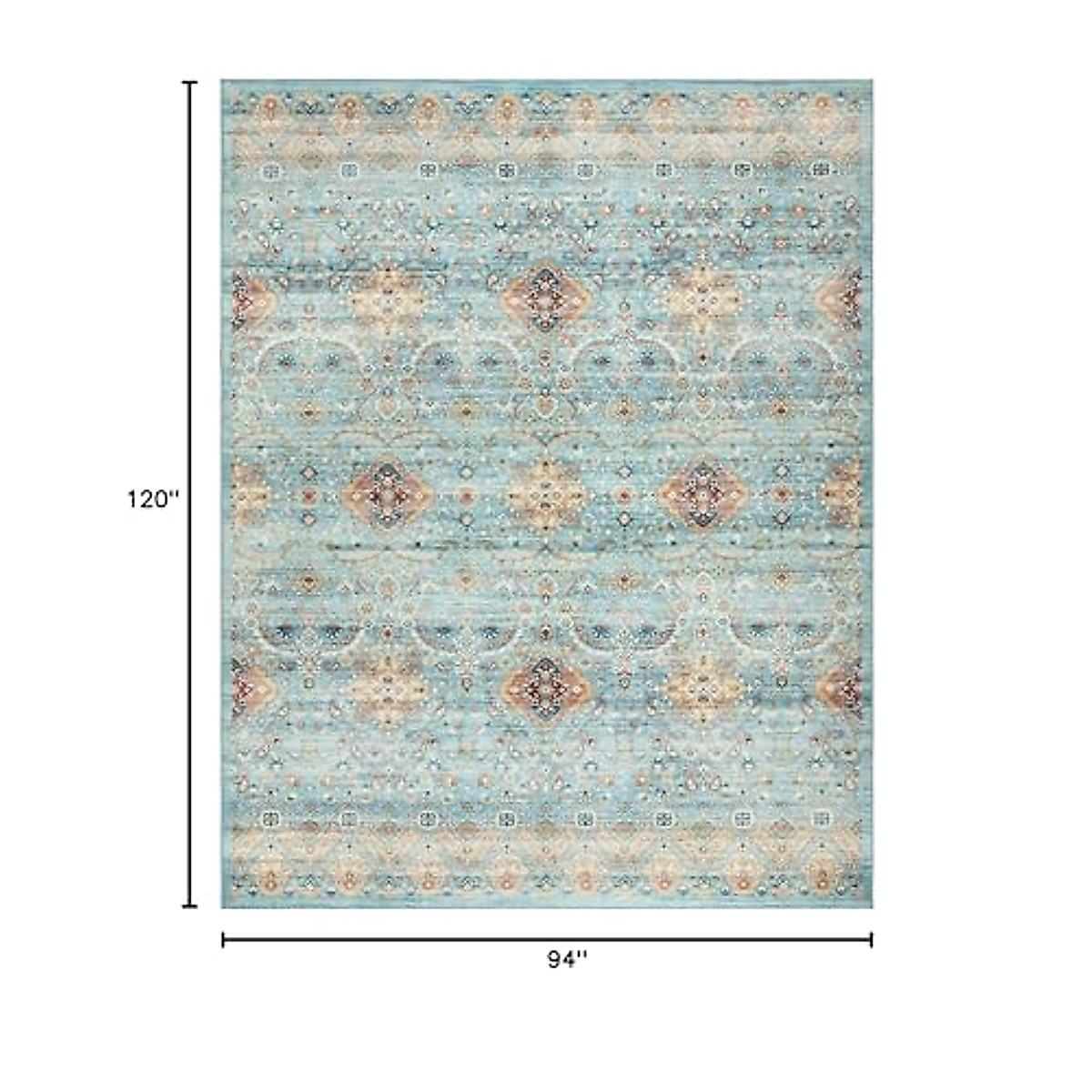 Gertmenian Indoor Boho Area Rug - 8x10 Large, Non Slip, Super Strong, Ideal for High Traffic Areas in Bedroom, Living Room, Kitchen - Tanis, Sage, 28503