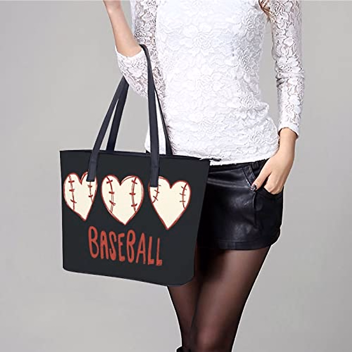 Womens Handbag Baseball Leather Tote Bag Top Handle Satchel Bags For Lady