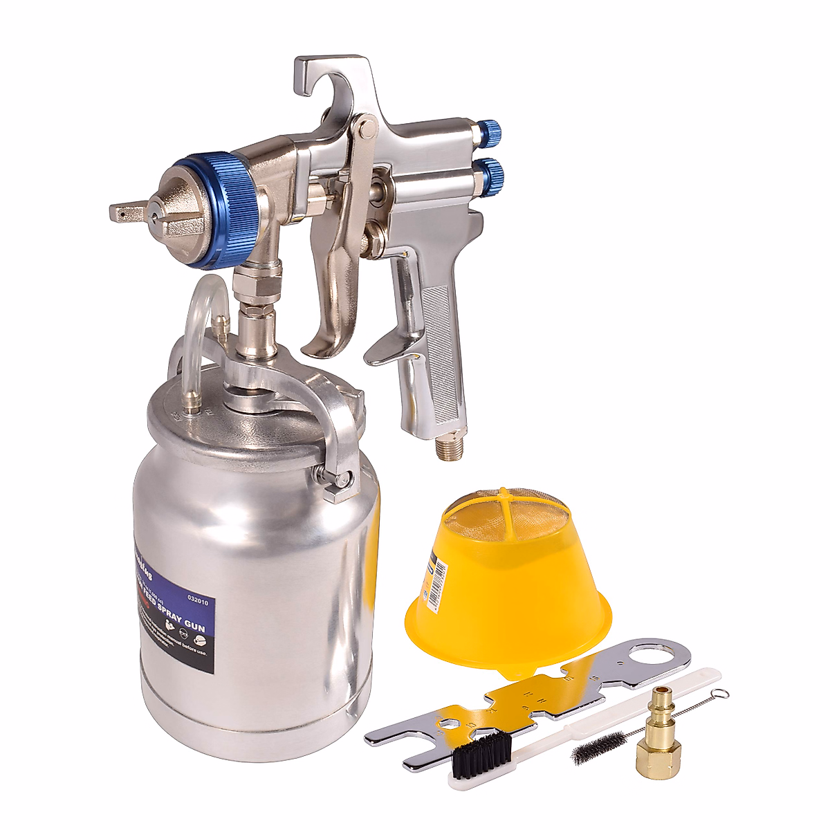 Dynastus 33 oz Siphon Feed Spray Gun - 2.5mm Nozzle for Spraying Oil-Based or Latex Paints, with Filtering and Cleaning Kits