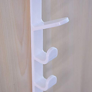NUOMI Set of 2 Over The Door Hooks 5 Hangers Plastic Hanging Racks Organizer for Clothes, Coat, Bags, Umbrella, Hats, Brown and White