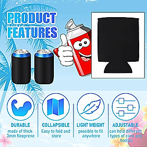 100 Pack Black Blank Can Cooler Sleeves Bulk Collapsible Can Covers Neoprene Insulated Drink Insulator Sleeve Reusable Personalized Sublimation Sleeves for Soda Water Bottle Weddings Party
