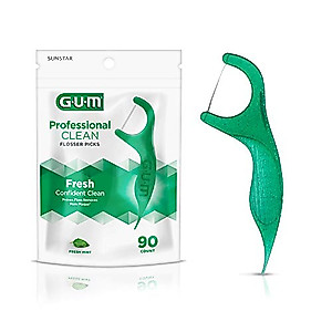 GUM - 70942302395 Professional Clean Flossers Extra Strong Flosser Pick, Fresh Mint, 90 Count (Pack of 6)