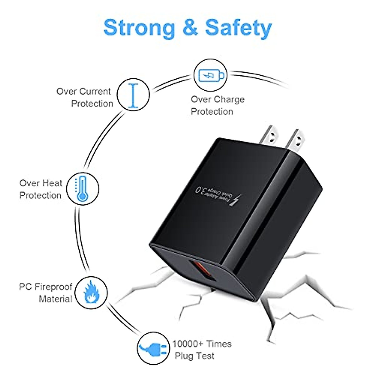 Adaptive Fast Charging Wall Charger USB Cube Power Adapter Quick Charge 3.0 Charging Box Brick for Samsung Galaxy S23 Ultra/A14/A04S/A13/A03s/S22/S21/S20/S10/S10E Note20 A12 A33 A53 A11 A71 A51 A20